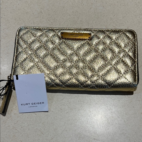 Kurt Geiger | Bags | Kurt Geiger Metallic Gold Quilted Wallet Nwt ...